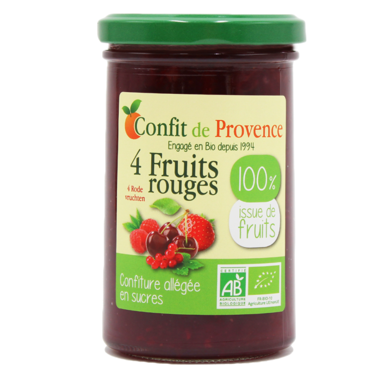 4 Fruits Rouges - Confiture Bio 100% issue de fruits 290g - Confit de ...